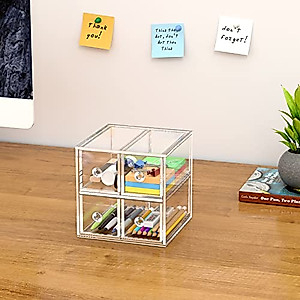 AITEE Acrylic Clear Makeup Organizer with 4 Drawers Stackable Cosmetics Storage Display Case for Vanity,Bathroom Counter, Dresser,Desktop,Countertop Holder for Lipstick, Eyeshadow, Nail Polish