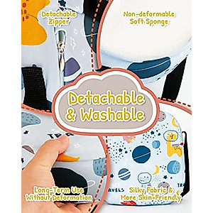 Toddler Booster Seat for Dining Table, 4 inch Ergonomic Design Dining Chair Heightening Cushion Portable Dismountable Eating, Washable Kids Toddler Booster Cushion, Adjustable Elasticity Straps(Space)