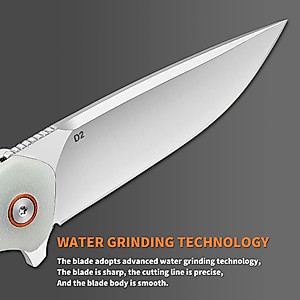 SUMACO Pocket for Men Knife D2 Steel & G10 Handle 3.54" Blade Length Pocket Knives With Clip & Folding Knives - EDC Camping Fishing Outdoor Jade