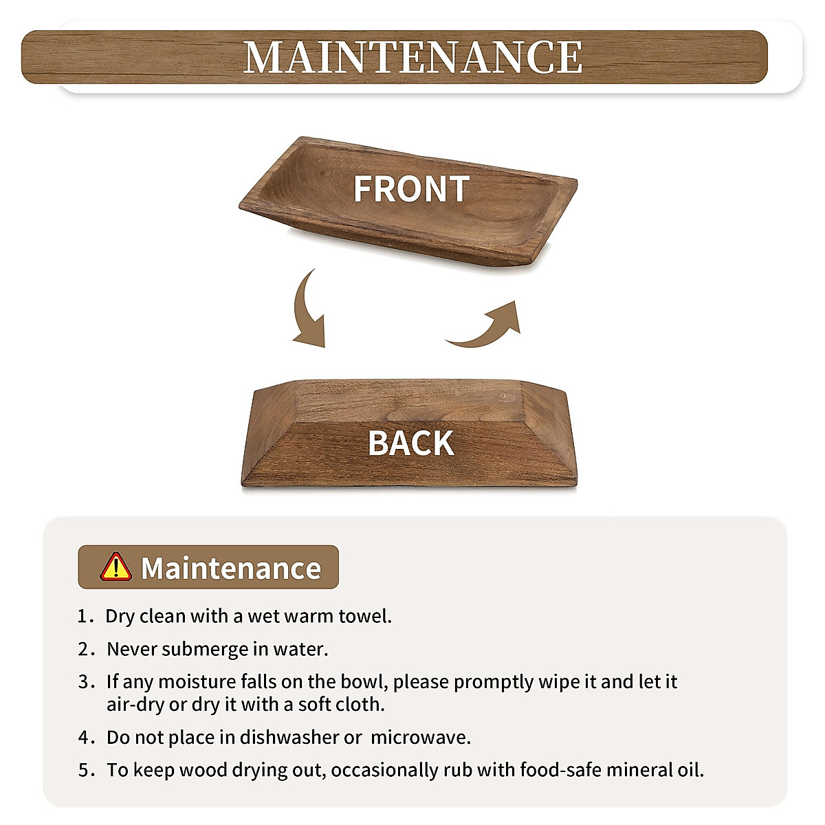 Hanobe Decorative Wooden Dough Bowl: Wood Table Centerpiece Decorations Rustic Natural Candle Holder Tray Trough for Dining Room Kitchen Decor, Brown