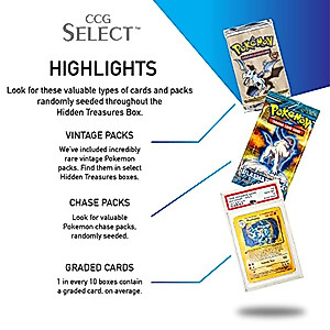 CCG Select Hidden Treasures Mystery Box | 4 Booster Packs | + Guaranteed Bonus Items | Compatible with Pokemon Cards
