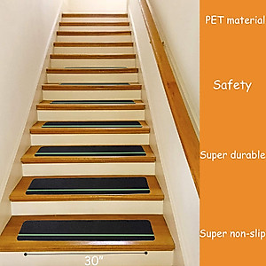 Heeloo Anti Slip Traction Treads with Glow in Dark Stripe (10-Pack), 6" X 30", Best Grip Tape Grit Non Slip, Outdoor Non Skid Tape, High Traction Friction Abrasive Adhesive for Stairs Step