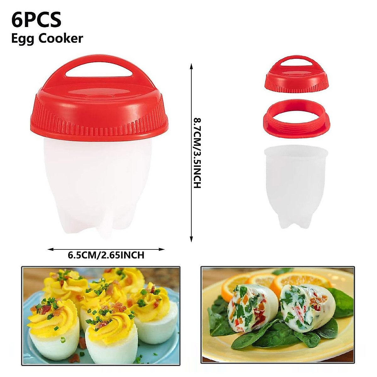 6 PCS Eggs Cooker, Silicone Egg Boil, Hard Boiled Eggs without the Shell, Non-stick Egg Boiler Poachers Egg Holder Cups Fast Cooking Breakfast Sandwiches Kitchen Gadget Tool for Egg Making