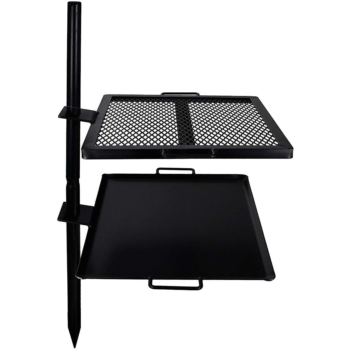 GameMaker - Open Fire Cooking Gravity Combo Grill & Skillet, Ultimate Camping Cooking Tool Black, Grill dimensions: 18.5” x 16.375”