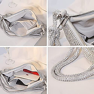 TIAMID Handbag luxury Rhinestone Hobo Bag for Women Evening Purse Silver Diamond Purses Prom bags out of Club (Silver)