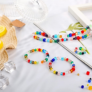 1000 Pieces Crystal Beads for Jewelry Making Assorted Faceted Crystal Glass Beads Bulk Bicone Cube Bracelet Making Kit Rondelle Spacer for DIY Crafts Bracelets Necklace Pendants Making Supplise