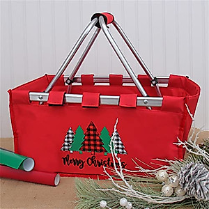 Threadart Large Collapsible Market Basket - Pink | Aluminum Frame | Polyester Fabric | Convenient Fold Flat Design |Reusable Space-Saving Shopping Tote, Gift Basket, Beach Basket, Picnic Basket