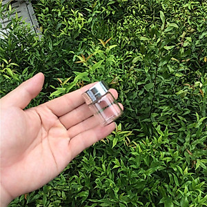 12units Glass Bottles Screw Top Empty Jars Vial 15ml Candy Vanilla Pill Food Perfume Bottle Metal Cap (12, 15ML-Silver Lid)