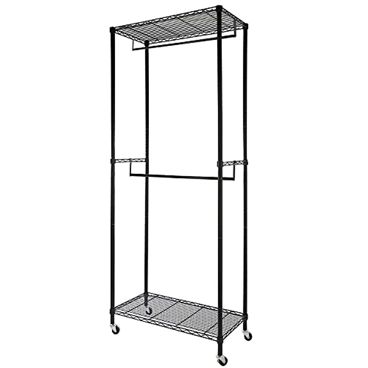 Soywey Heavy Duty Wire Garment Rack, Clothing Rack Clothes Rack for Hanging Clothes Metal Free Standing Clothes Rack Wire Metal Clothing Rack Closet（Black）