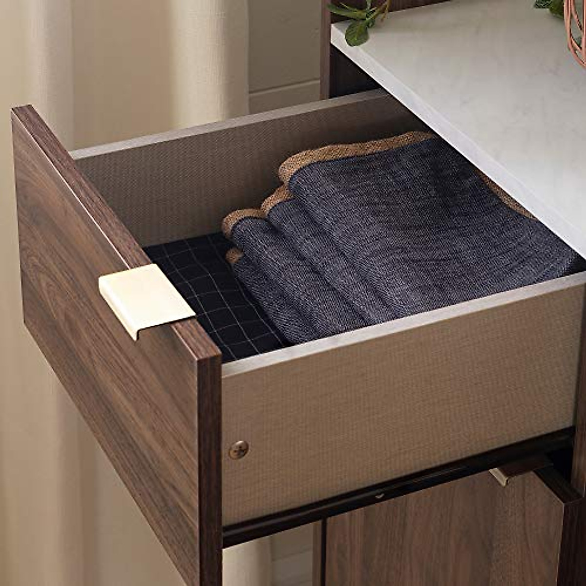 South Shore Hype Buffet with Strorage-Natural Walnut and Faux Carrara Marble