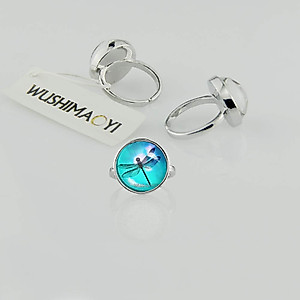 WUSHIMAOYI Dragonfly Vintage Style Ring Dragonfly Ring Silver Jewelry Vintage Ring Insect Ring Friendship Ring Unique ring gifts for women