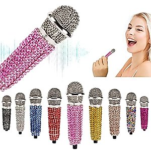 DELADOLA Mini Microphone,Portable Vocal Tiny Microphone, Asmr Microphone,Phone Microphone, Mini Karaoke Microphone for Voice Recording Chatting and Singing On iPhone,Android,Laptop Notebook (Pink)