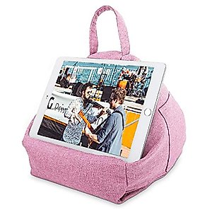 MoKo Tablet Pillow Stand, Lap Pillow Bed Sofa Soft Cushion Holder Xmas Gift for Phones Tablets Up to 11", Fit iPad 10th, iPad Pro 11 2022, iPad Mini 6, iPad Air 4/3, Tab S6/S7 11" - Pink