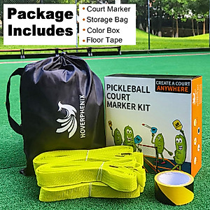 Hoverphenix Pickle Ball Court Marking Kit, Portable Temporary Pickle Ball Lines Come with Gift Box, Tape and Storage Bag for Outdoor or Indoor Court, No Measuring Needed