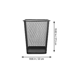 Metal Garbage Cans Large Waste Basket Square Waste Paper Bin Modern Style Wire Rubbish Bin Trash Cans for Bathroom Bedroom 22X27.5 CM