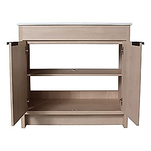 Sybrioka Freestanding Bathroom Vanity with Sink Set, 36" Modern Bathroom Storage Cabinet Vanity with White Ceramic Sink, Large Bath Cabinet with Wood Door and Inset Basin (Oak, 36inch)