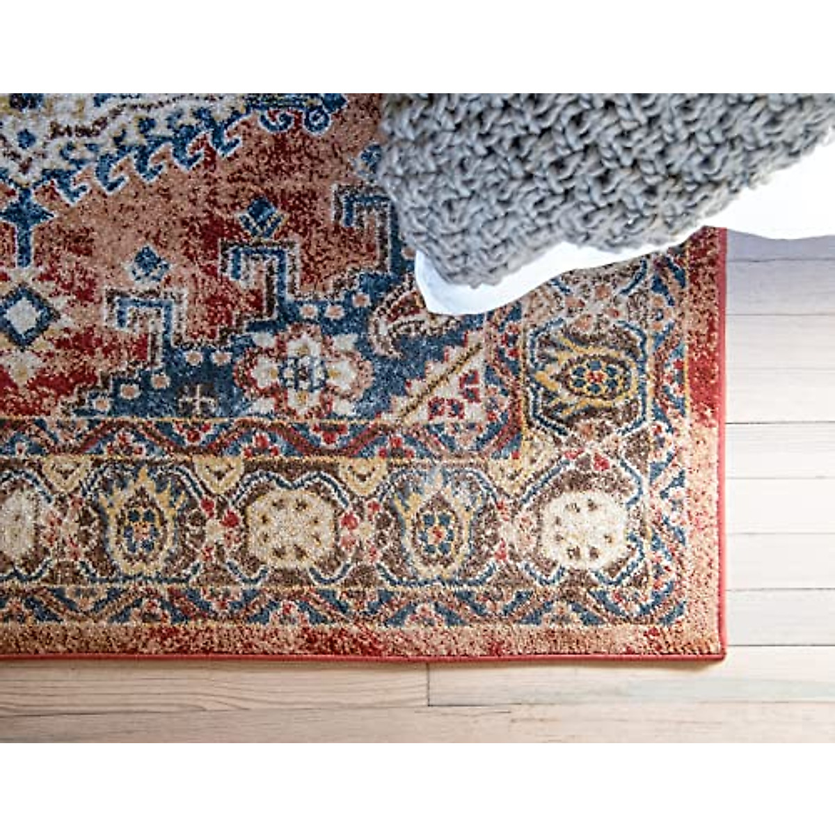 Unique Loom Utopia Collection Area Rug - Larissa (5' 1" x 8' Rectangle, Terracotta/ Blue)