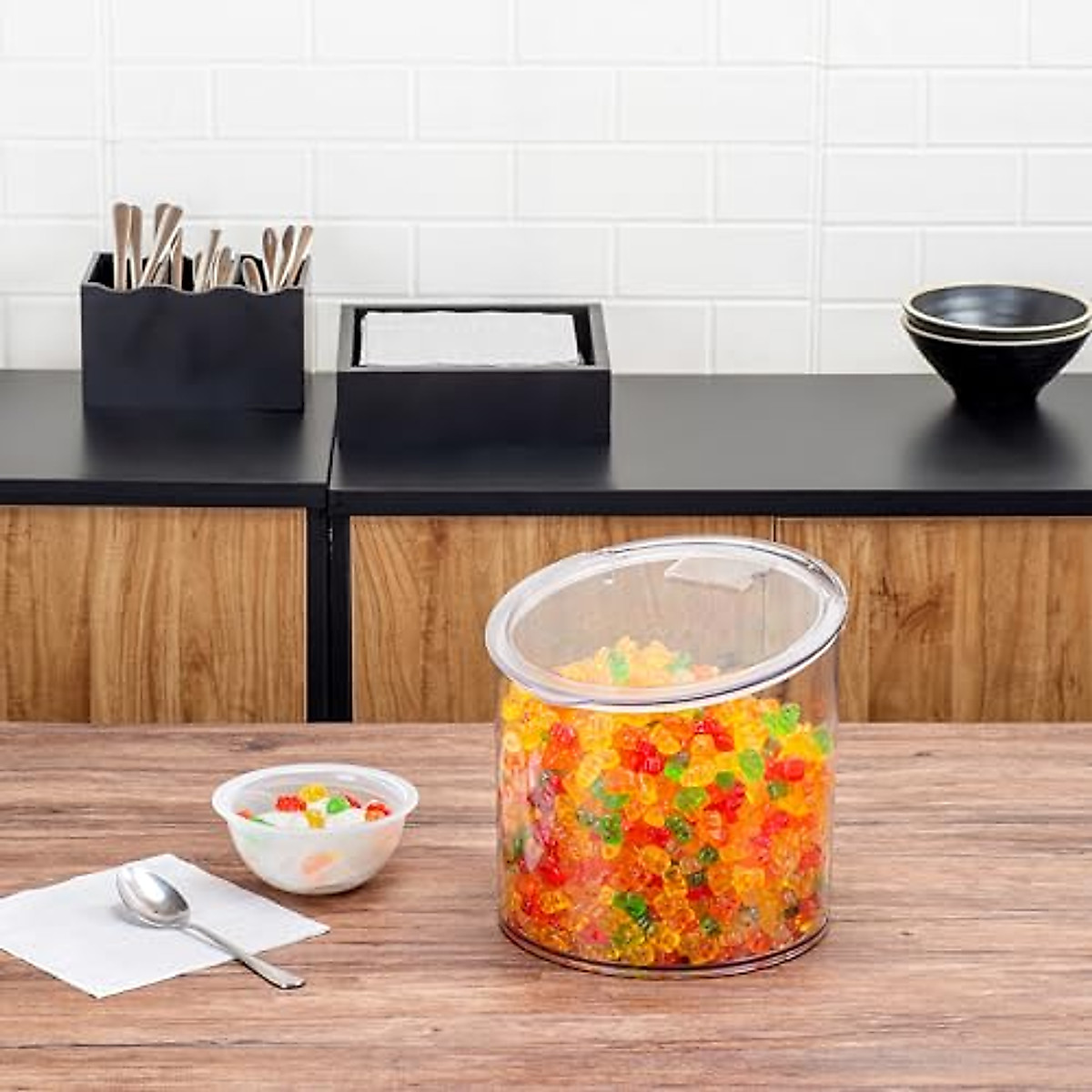 Restaurantware Met Lux 2.6 Gallon Food Storage Container, 1 Airtight Treat Box - With Scoop, Shatterproof, Clear Plastic Cereal Container With Hinged Lid, For Kitchen Or Pantry Organization