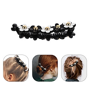 Banana Clip Flower Banana Hair Clips Acrylic Toothed Ponytail Holder Strong Tension Hair Claw Flower Barrette for Women Girls, Black