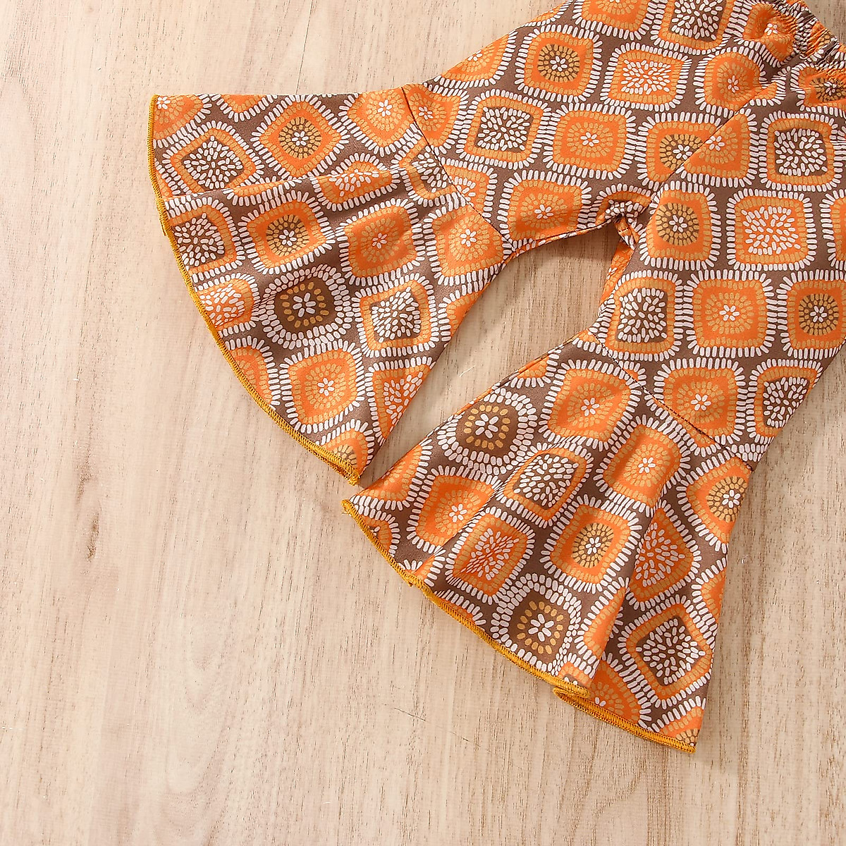 Toddler Girl Summer Clothes Baby Boho Outfit Strap Crop Cami Top Bell Bottom Pants Set Floral Groovy Clothing (White&Yellow,2-3T)