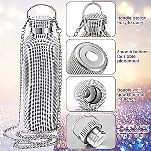 4 Pieces 25 oz Bling Cup Diamond Water Bottle Rhinestone Stainless Water Bottles Insulated Bling Tumbler Diamond Glitter Cup with Chain Brush for Women Travel Wedding Party Favor Gifts