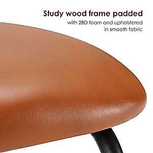 Faux Leather Kitchen Dining Chairs Set of 2 Modern Industrial Upholstered Mid Century Metal Dining Chair for Dining Room Chairs Wood Round Back Dining Chair Indoor Small Place Brown 18"…