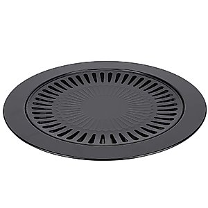 Korean BBQ Grill Plate BBQ Grill Rack Grills Portable Non Stick Tray Barbecue Household Barbecue Pan Smokeless Round Nonstick Baking Tray BBQ Roasting Tray Kitchen Utensils