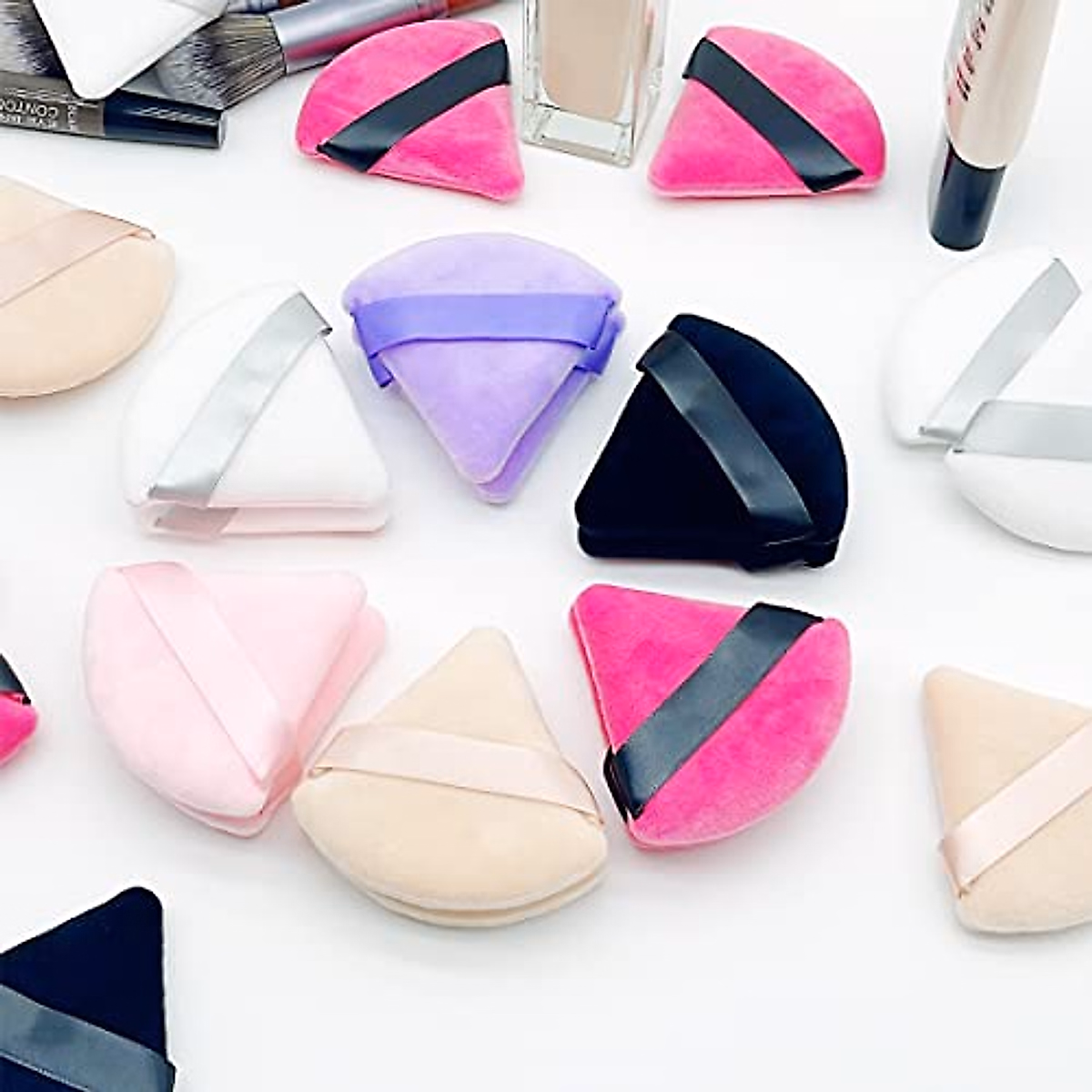 12 Pieces Triangle Powder Puff Soft Makeup Puff for Face Loose Powder Cosmetic Foundation Sponge Wet Dry Makeup Tool Black/White
