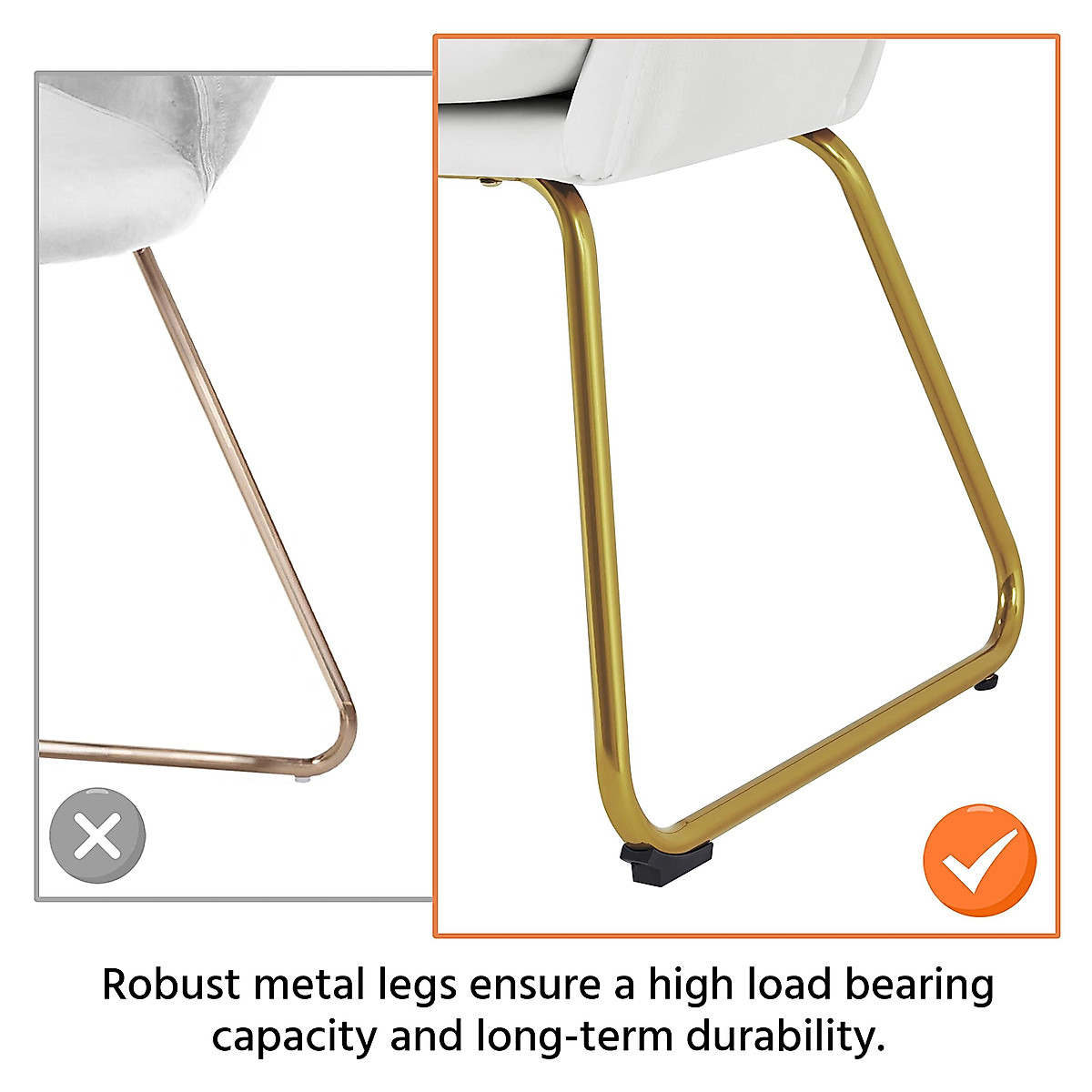 Yaheetech Flower Shape Velvet Armchair, Modern Side Chair Vanity Chair with Golden Metal Legs for Living Room/Dressing Room/Bedroom/Home Office/Kitchen, 2 Pieces, White