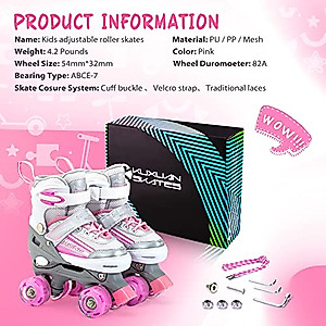 Kuxuan Skates Saya Roller Skates Adjustable for Kids,with All Wheels Light up,Fun Illuminating for Girls and Ladies - Pink M