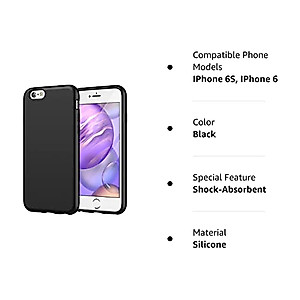 JETech Silicone Case for iPhone 6s/6 4.7 Inch, Silky-Soft Touch Full-Body Protective Case, Shockproof Cover with Microfiber Lining (Black)
