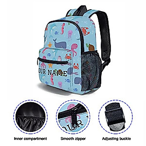 wnlnfdp Custom Backpack for Girl Boy, Personalized Backpacks whit Name, Customized Ocean World Bookbag for Gift, Casual Travel Laptop Backpack -12in