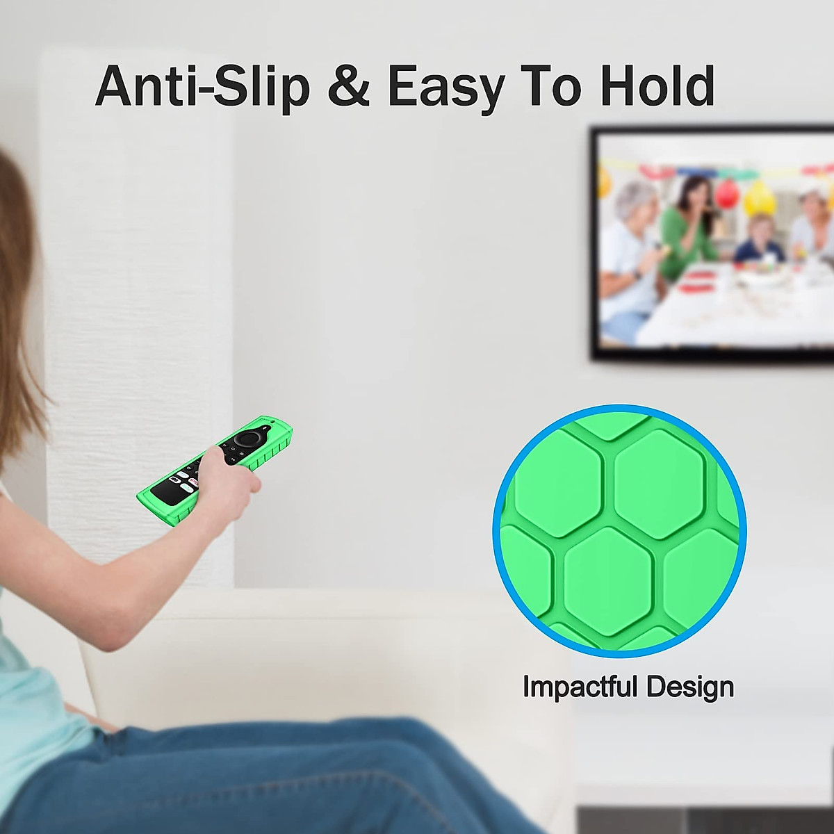 Fintie Silicone Case for Fire TV Stick 4K Max (2nd Gen)/Toshiba/Insignia/Pioneer/Fire TV 2-Series/4-Series/Omni Series TV Remote - Anti Slip Shockproof Cover for Alexa Voice Remote Enhanced,Green Glow