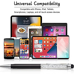 Stylus Pens for Touch Screens (12 Pack), Linfanc 2 in 1 Sensitivity Capacitive Stylus Ballpoint Pen for iPad/iPhone/Tablets/Galaxy, Medium Point Black Ink, Extra 12 Pcs Rubber Tips