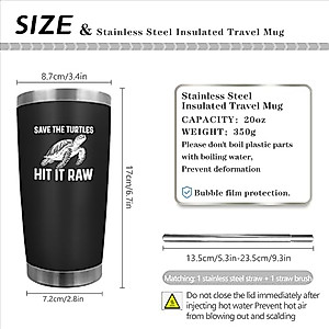 liabiliies save the turtles hit it raw Tumbler Coffee Tumblers 20 oz Tumbler with Lid and Straw Insulated Tumblers Stainless Steel Tumbler Funny Gifts for Women