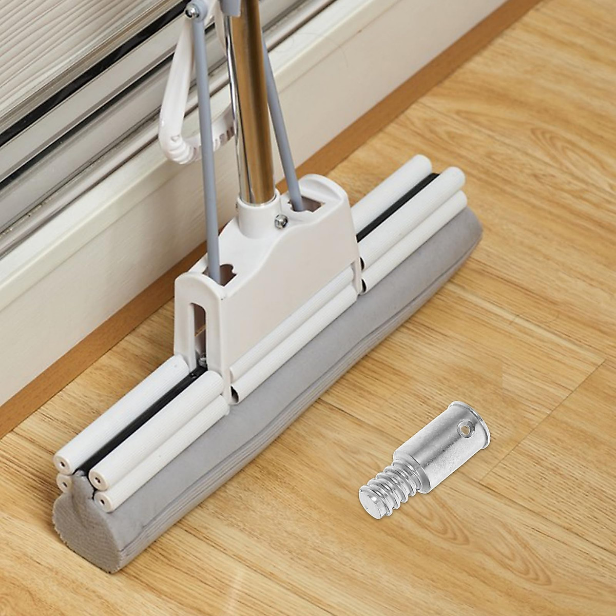 Anneome Mop Head Extension Pole Adapter Cleaning Pole Adapter Pole Adaptor Tip Telescopic Broom Pole Push Broom Head Adapter Broom Thread Adapter Threaded Pole Tip Silver Aluminum Alloy