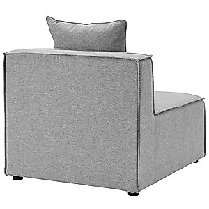 Modway Saybrook Outdoor Patio Upholstered Sectional Sofa Armless Chair in Gray