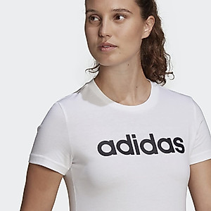 adidas womens Linear T-Shirt White/Black Medium
