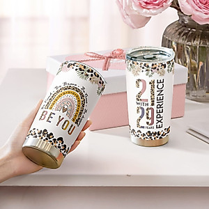 Macorner 50th Birthday Gifts for Women - Stainless Steel Tumbler 20oz - 50 Years Old Birthday Gifts for Women - Gifts for Women Bestie Friends Sister Coworker Mom Wife 21 With 29 Years Experience Gift