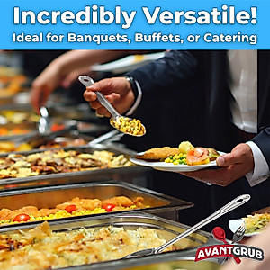 Super Strong, Ergonomic 11 in Serving Spoon 3 Pk. Big, Slotted Stainless Steel Spoons for Cooking, Baking and Basting. Best Kitchen Flatware for Buffet and Banquet Service in Restaurants and Homes