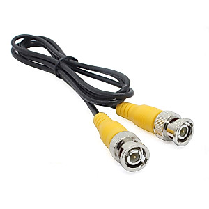 ANVISION 6-Pack Black 1m 3.3ft BNC Male to BNC Male Jumper Cable with Yellow Connector for CCTV DVR to TV System
