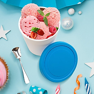 Belle&Beau 4 Pack Ice Cream Containers Set (1 Quart Each) with Silicone Lids, Ideal for Homemade Ice Cream, Sorbet, and Gelato, Dishwasher Safe, Includes 1 Erasable Marker, 1 Scoop, and 1 Cloth