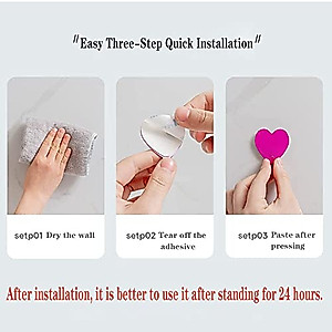 JtmyAota 6 Pack Heart Shaped Decorative Wall Hooks, Stainless Steel Strong Adhesive Wall Hook for Home Kitchen Bathroom Office (Light Pink)