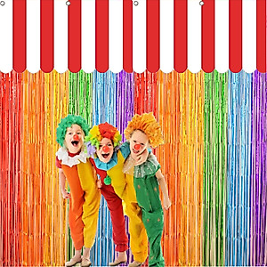 Rainbow Foil Fringe Curtains Rainbow Backdrop Streamers Party Photo Booth Props for Rainbow Birthday Circus Carnival Wedding Bridal Baby Shower Unicorn Party Decorations 2 Pack