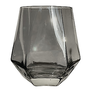 Customizable 11.5 Oz Etched Stemless Diamond Shaped Stemless Wine Glass Engraved Personalized with Message, Iridescent Modern Rainbow Geometric Rocks Whiskey Glass, Craft Cocktail Glass (Single)