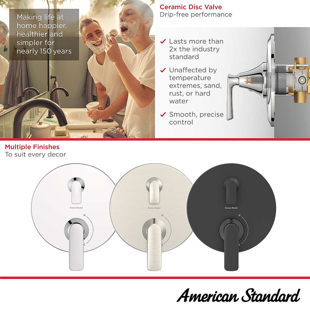 American Standard TU061740.002 Aspirations 2-Handle Pressure Balance Valve Trim Kit with Integrated Diverter, Chrome
