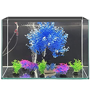 HITOP Pets Plastic Plants for Fish Tank Decorations Large Artificial Aquarium Decor (Blue-White Tree)