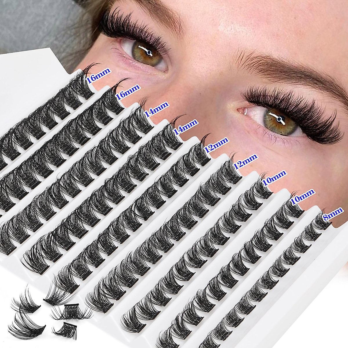 Lash Clusters DIY Lash Extension D Curl Individual Lashes 8-16mm Eyelash Clusters 108 pcs Natural Fluffy Cluster Lash Extensions Wispy Eyelash Extension DIY at Home by TOOCHUNAG