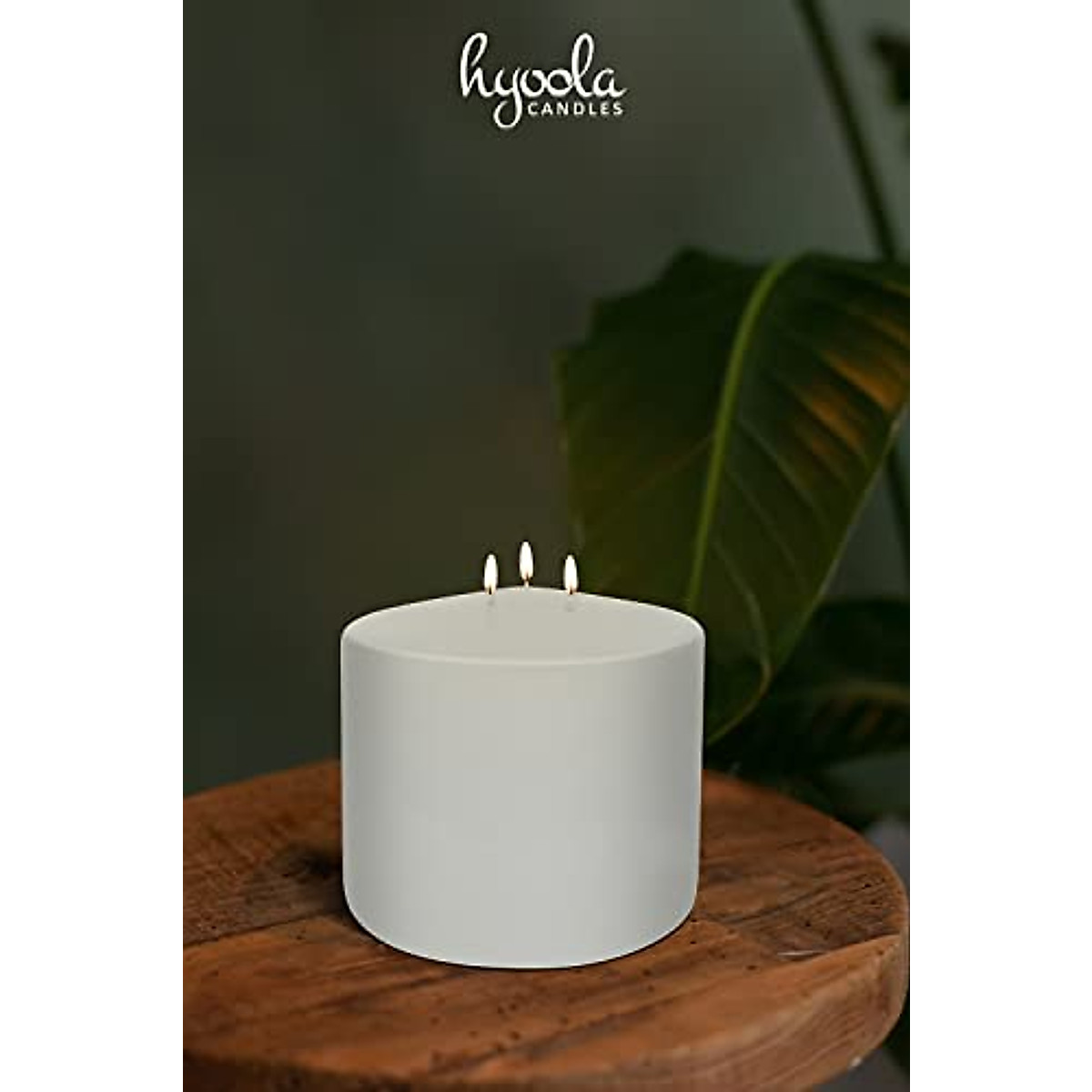 HYOOLA White Three Wick Large Candle - 6 x 6 Inch - Unscented Big Pillar Candles - 146 Hour - European Made