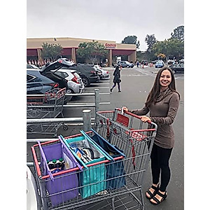 Lotus Trolley Bag -Lrg Club Cart Version-w/LRG COOLER Bag & Egg/Wine holder! Reusable Grocery Cart Bags sized for COSTCO, SAMS, ALDI, HEB & BJ. Eco-friendly 3-Bag Grocery totes